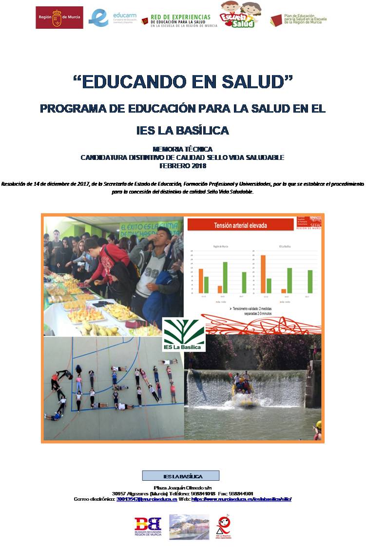 EDUCANDO EN SALUD. IES LA BASÍLICA: SELLO VIDA SALUDABLE