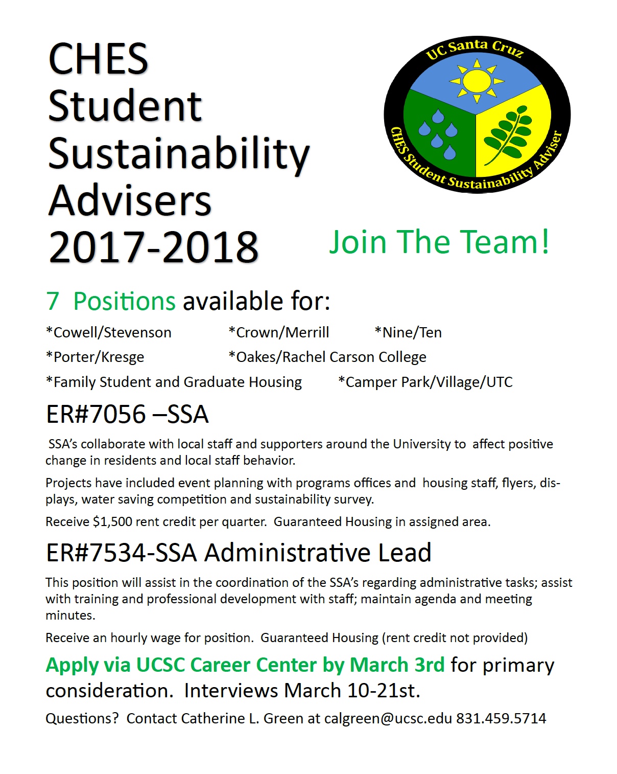 UC Santa Cruz Sustainability Office: CHES SSA Poster 2017 - 2018