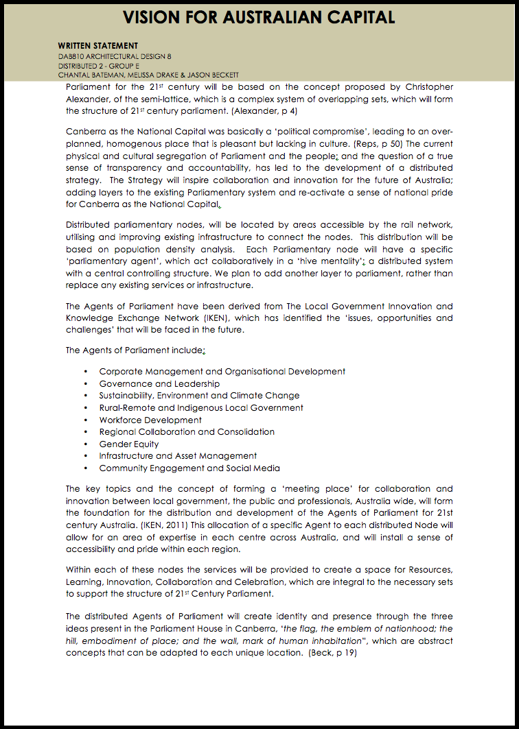 DAB810 ARCHITECTURAL DESIGN 8: Final Written Statement: Vision For ...