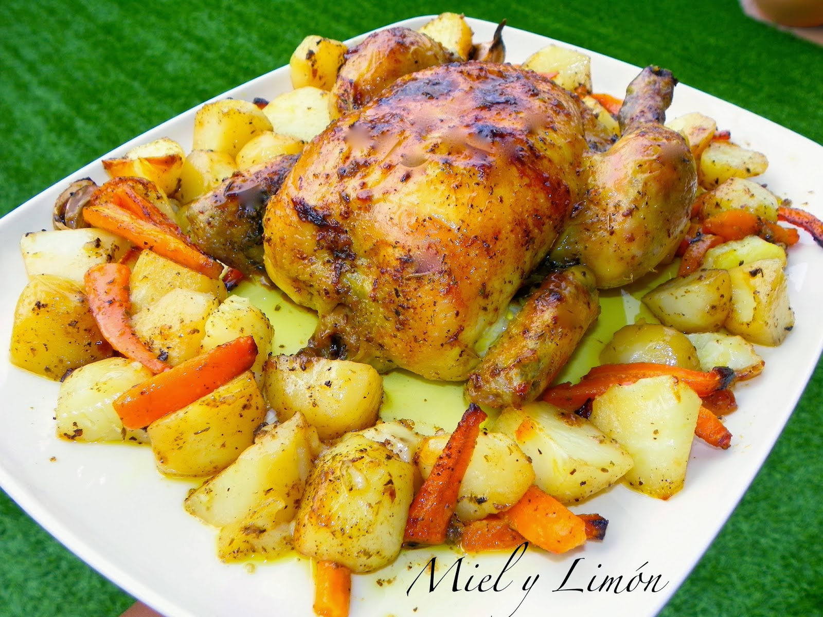 Miel y Limón Recetas: POLLO ASADO con Patata y Zanahoria