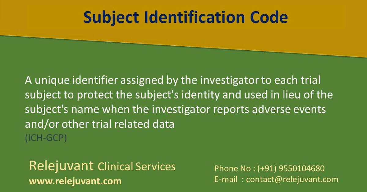 Definition of Subject Identification Code | Relejuvant Clinical Services