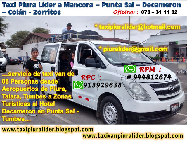 TAXI PIURA LIDER EN VAN A MANCORA - DECAMERON