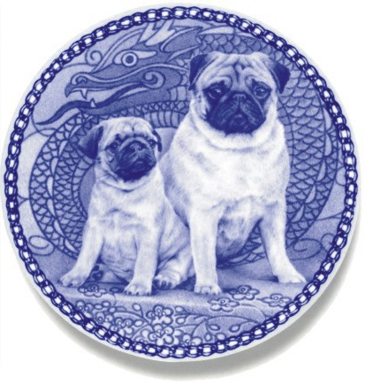 maison dog: Danish Blue Porcelain Dog Plates