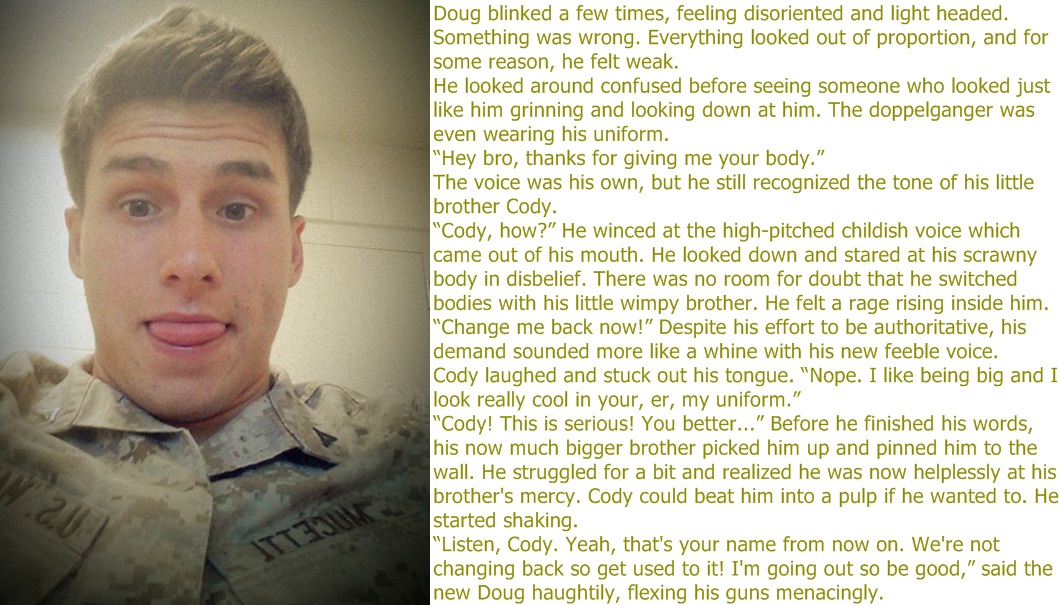 YoungTrevor's male body swap caps: Cool In Uniform