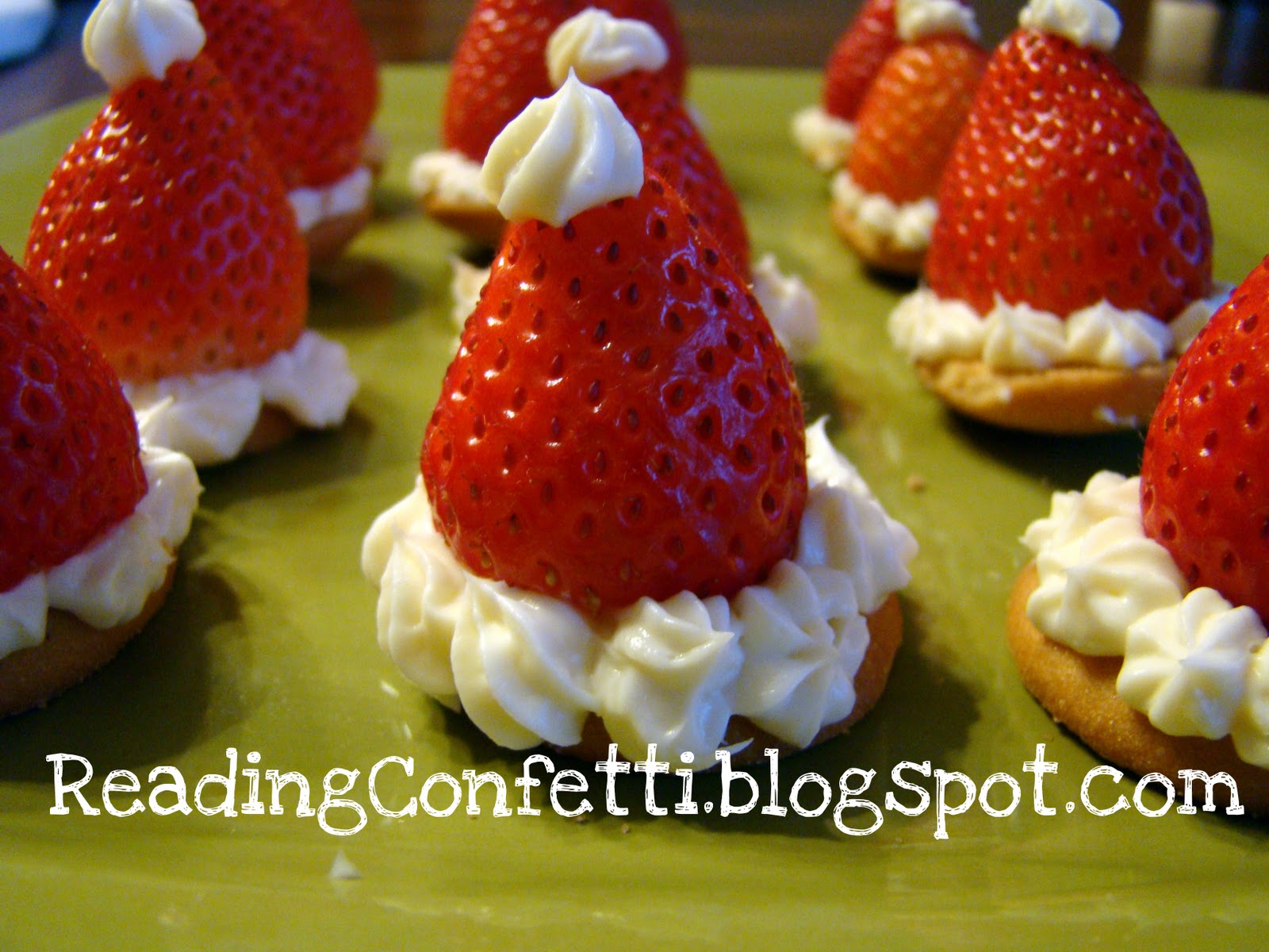Strawberry Cheesecake Santa Hats ~ Reading Confetti