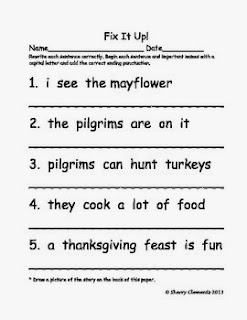 Dr. Clements' Kindergarten : Fix-It Up Sentences (Capital Letters and ...