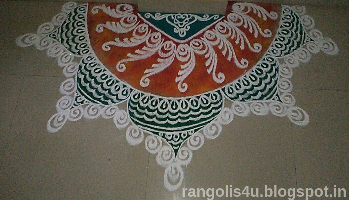 Beautiful Rangoli Designs: Half Circle Rangolis for Dhulivandan