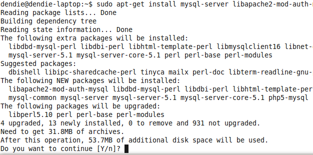 Dendie: Instalasi Apache, PHP, MySQL di Ubuntu Dendie: Instalasi Apache, PHP, MySQL di Ubuntu