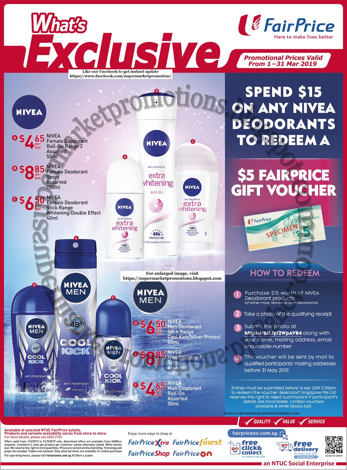 NTUC FairPrice Nivea Promotion 01 - 31 March 2019 ~ Supermarket Promotions