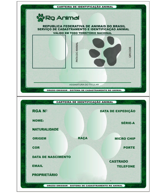 SOS Animal com amor: Carteira de identidade para o animal RG grátis