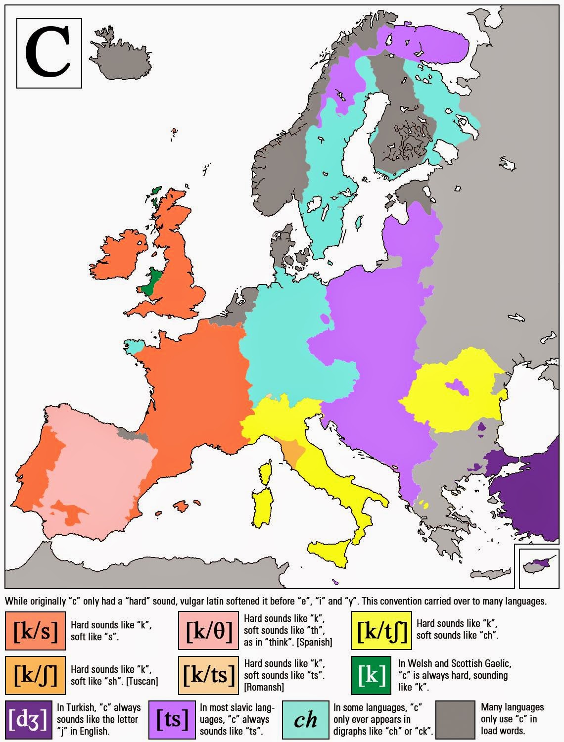 How they pronounce the letter "C" all over Europe - Vivid Maps
