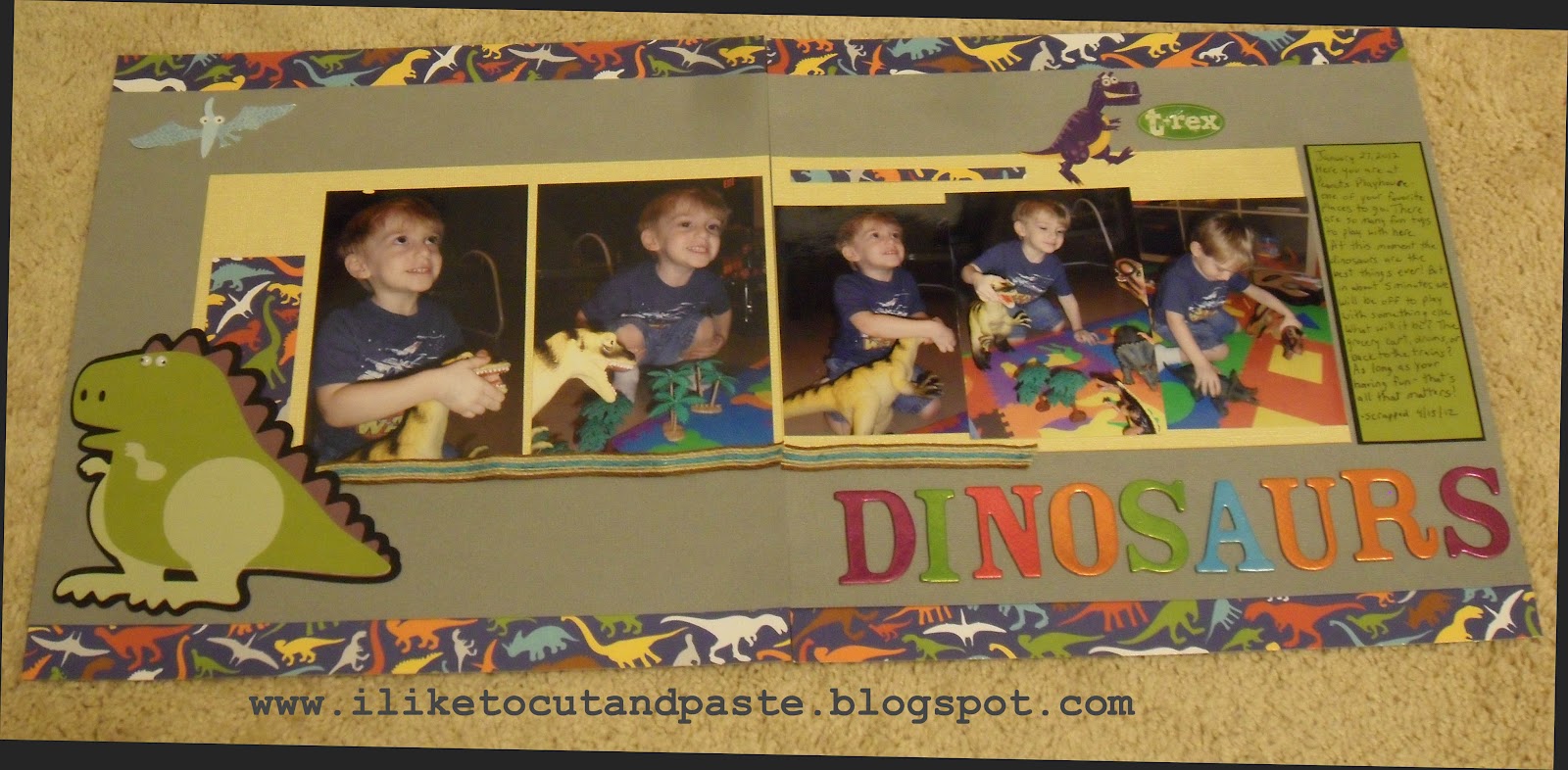I like to cut and paste: Dinosaurs!-Scrapbook Layout