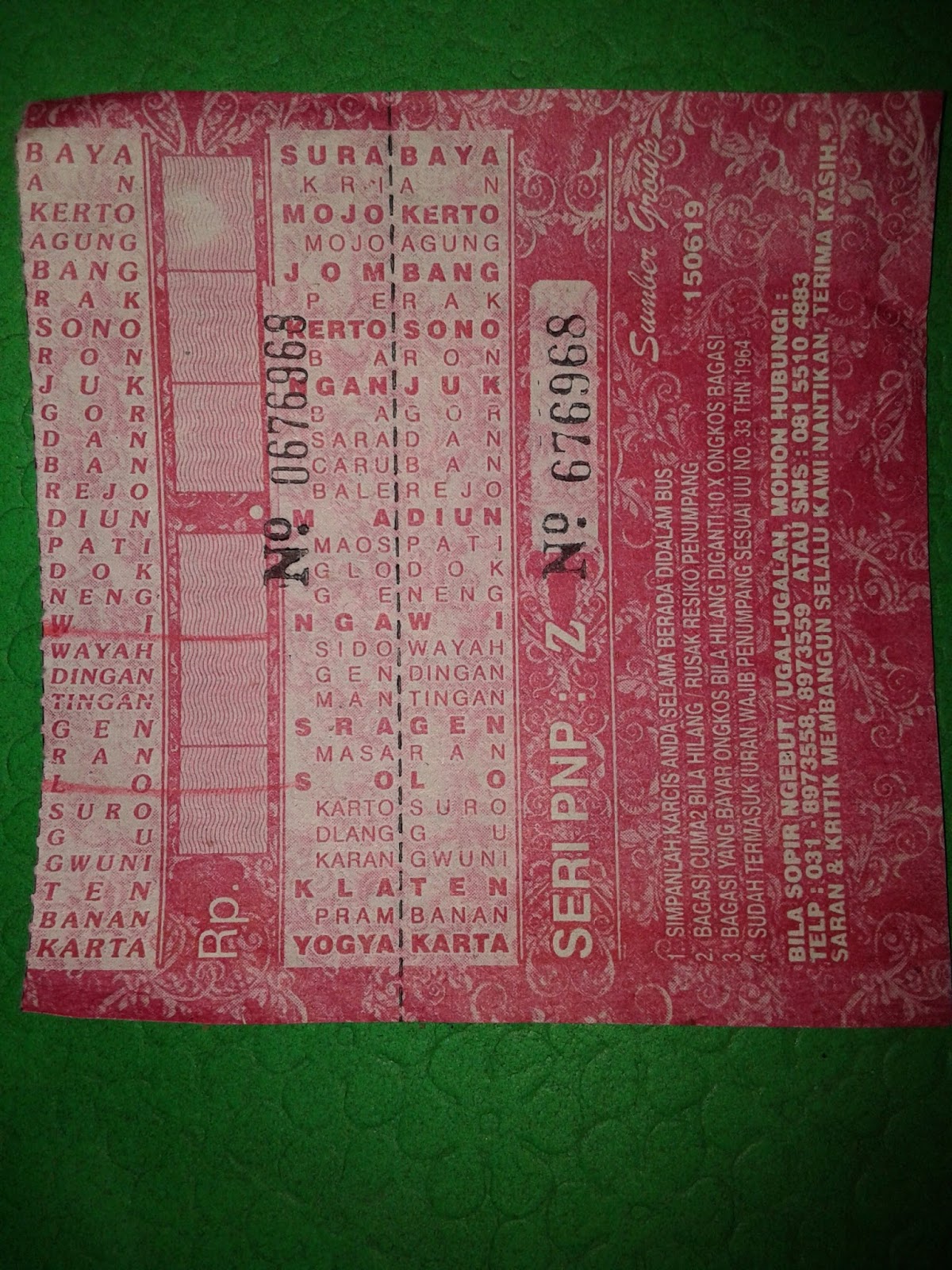 Caper Touring "One Stop Journey": Koleksi Karcis Bus