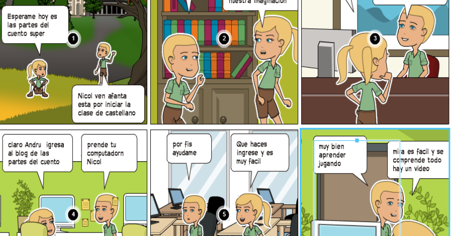 Partes del cuento jacky: Comic de las partes del cuento