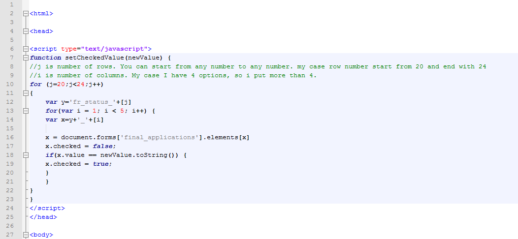 Javascript To Enable Disable Update Multiple Rows Of Radio Buttons In One Click Haneef Puttur
