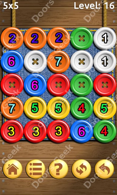 Buttons and Scissors 5x5 Level 16 ~ Doors Geek