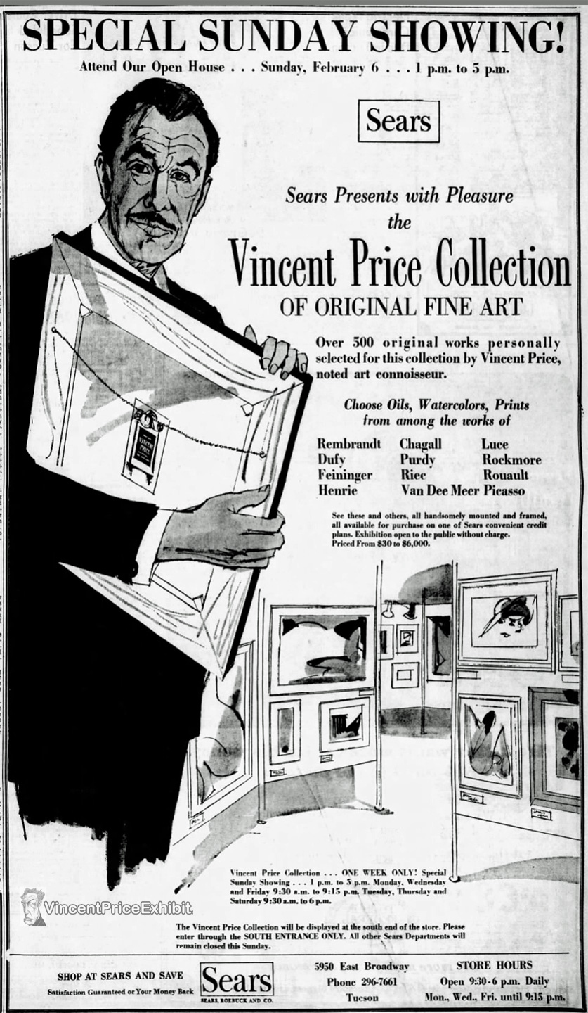 Vincent Price On Art: Vincent Price Collection ad - Tucson Arizona ...