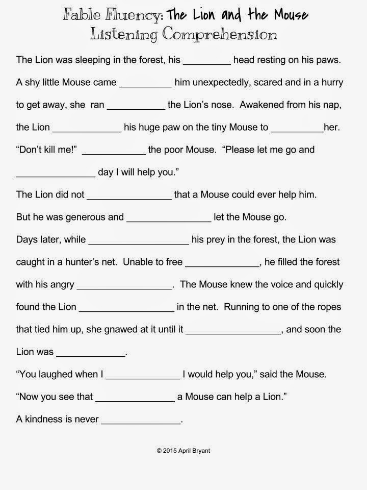 The Best of Teacher Entrepreneurs: The Lion and the Mouse Fable Fluency ...