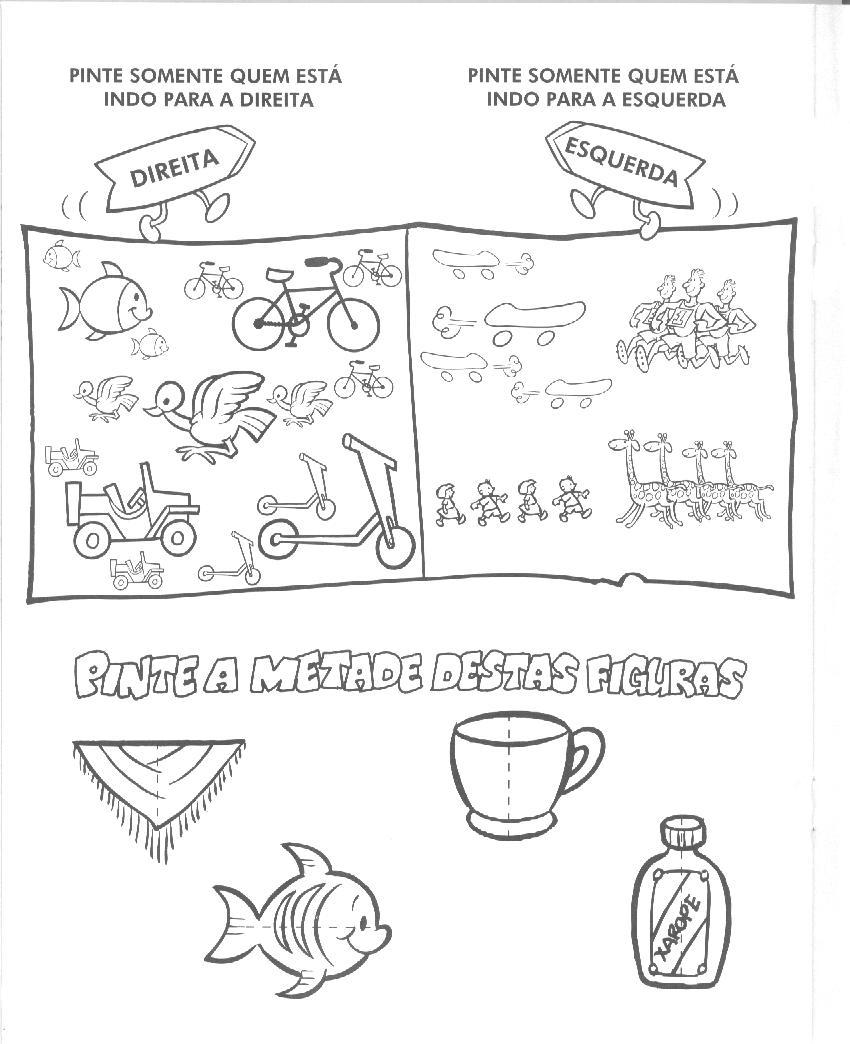 LATERALIDADE - CONCEITO: DIREITA/ESQUERDA - Desenhos Para Colorir