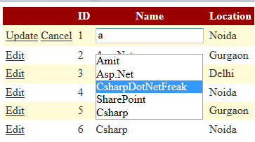 Ajax AutoCompleteExtender in GridView