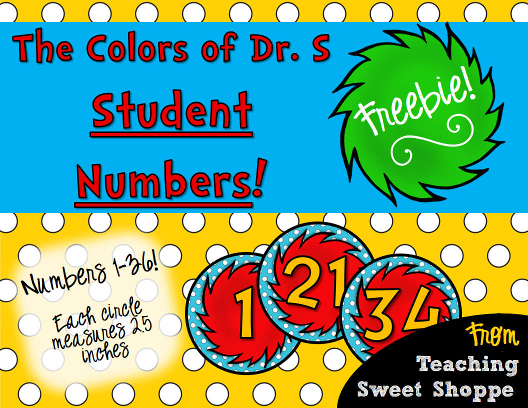 The Teaching Sweet Shoppe!: Dr. Seuss Student Numbers FREEBIE!