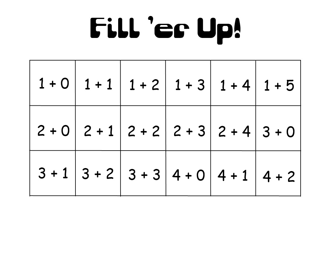 Kindergarten and Mooneyisms: Fill 'er Up Math Game and Freebie!
