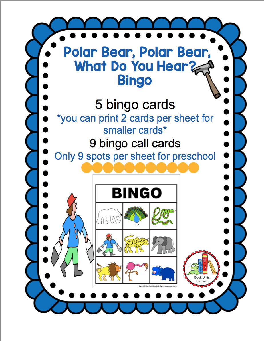FREE BINGO SET POLAR BEAR, POLAR BEAR, WHAT DO YOU HEAR? ~ Book Units ...