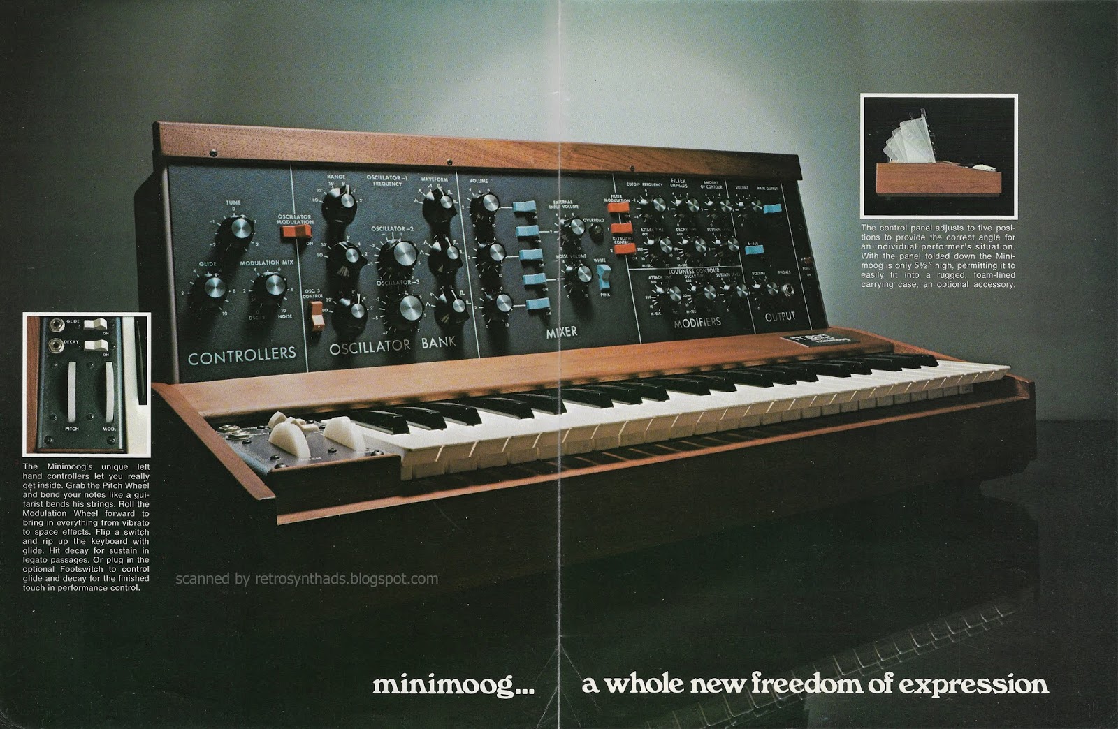 Retro Synth Ads: Moog Minimoog "The Moog for the road" brochure/poster ...