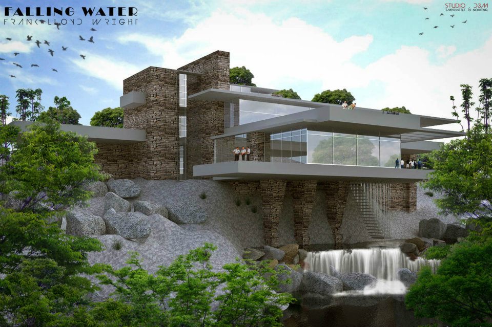 SKETCHUP TEXTURE: FALLING WATER HOUSE CHALLENGE ENTRY