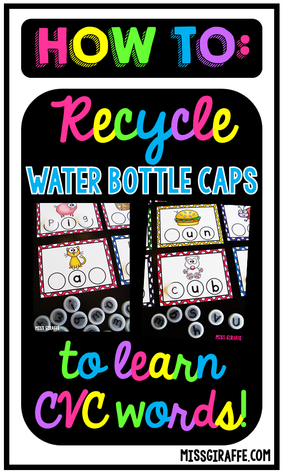 Miss Giraffe's Class: Bottle Cap CVC Word Building Centers