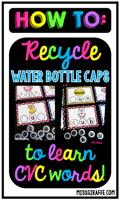 Miss Giraffe's Class: Bottle Cap CVC Word Building Centers