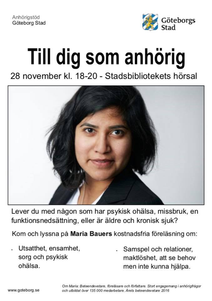 Maria Bauer - Anhörigstöd bjuder in till föreläsning