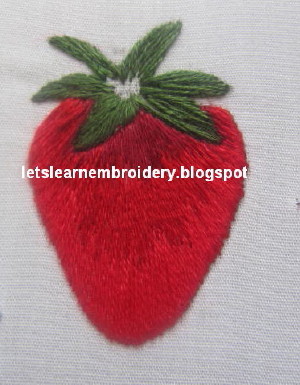 Let's learn embroidery: Long and short stitch strawberry tutorial