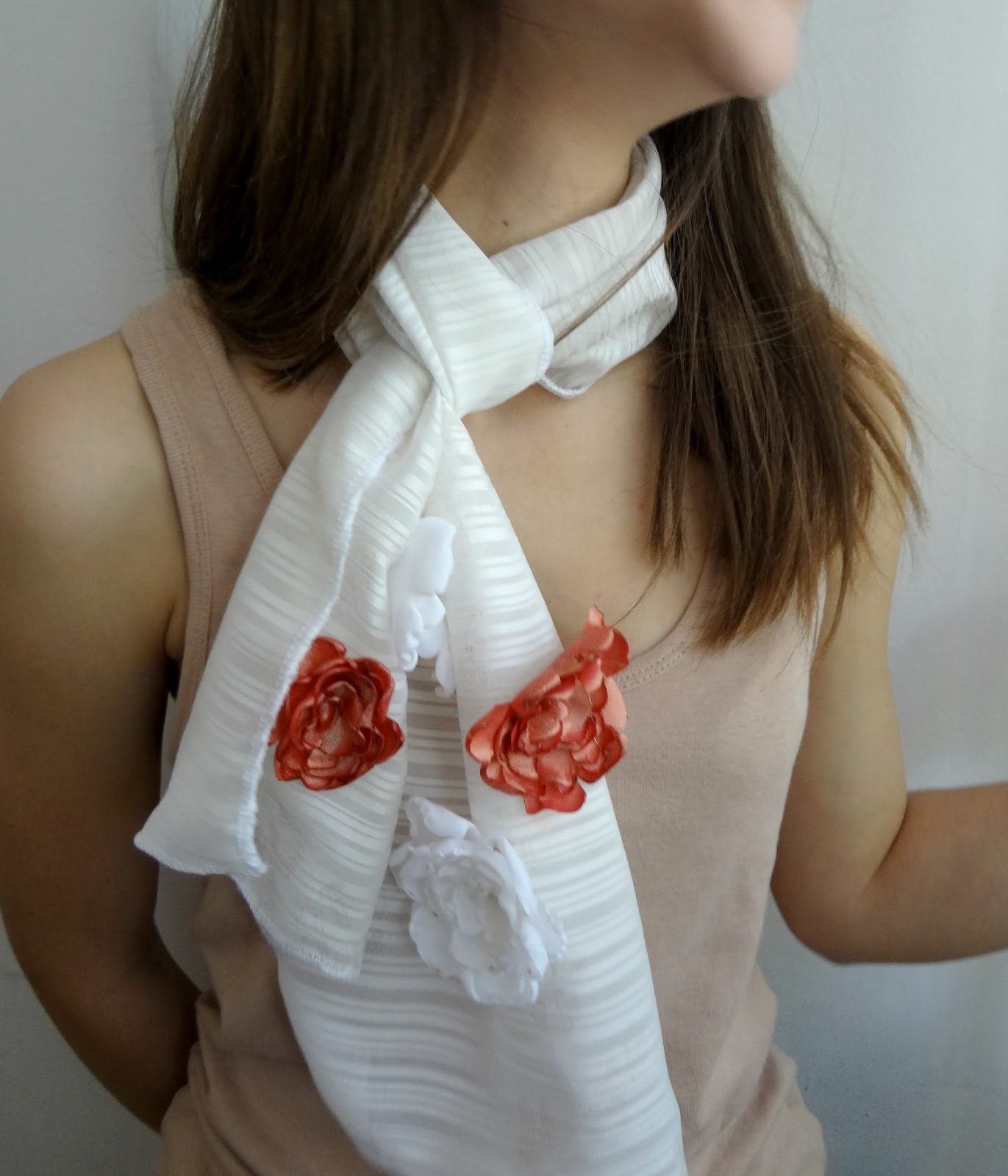 Little Treasures: Scarf refashion with fabric flowers