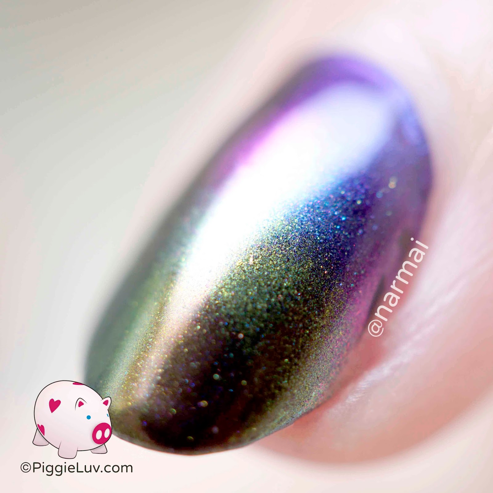 PiggieLuv: Rainbow gasoline nail art with magic shifting powders