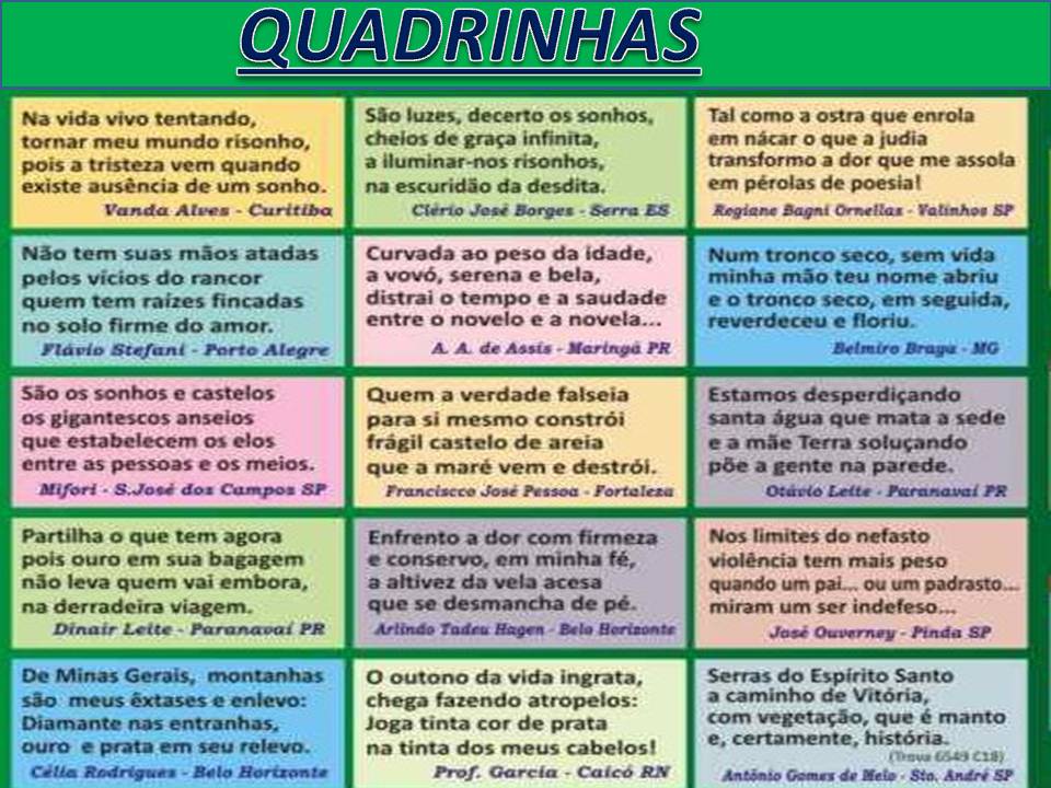 BLOG DA PROFESSORA FLOR: Quadrinhas - Trovas
