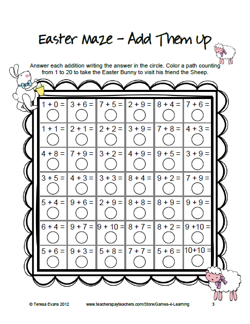 Fun Games 4 Learning: Easter Math Freebies Happy Easter!