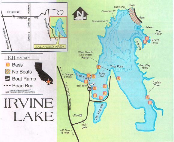 dfft Irvine Lake Fishing Map, Report, How and Where to Fish Irvine ...