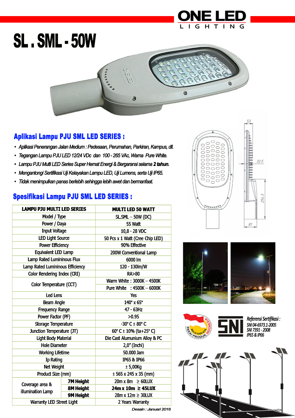 Energi Surya: Lampu PJU LED 50 Watt (SML Series)