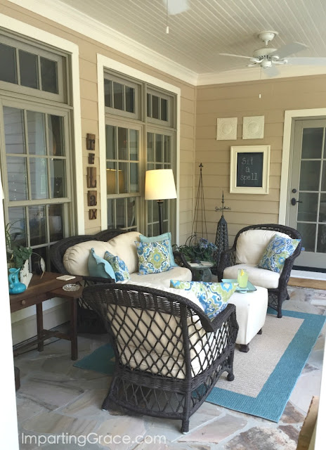 Imparting Grace: Front porch update and tips for choosing outdoor fabric