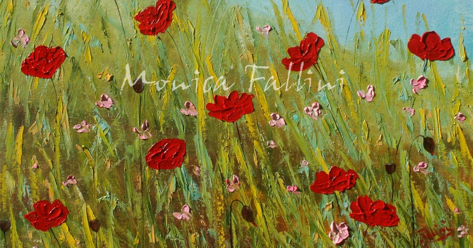 Paintings by Monica Fallini: Red Poppies painting original art by ...