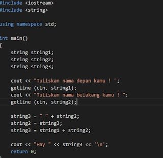 Penggunaan Strings dan Standard I/O Cplusplus (C++) - HTML