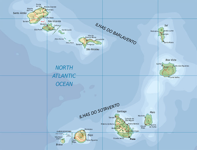 CAPE VERDE ISLANDS - GEOGRAPHICAL MAPS OF CAPE VERDE ~ Klima Naturali™
