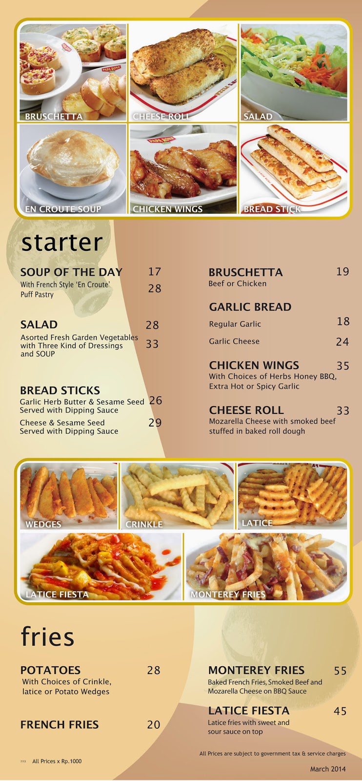 PAPA RON'S MENU | Papa Ron's Pizza