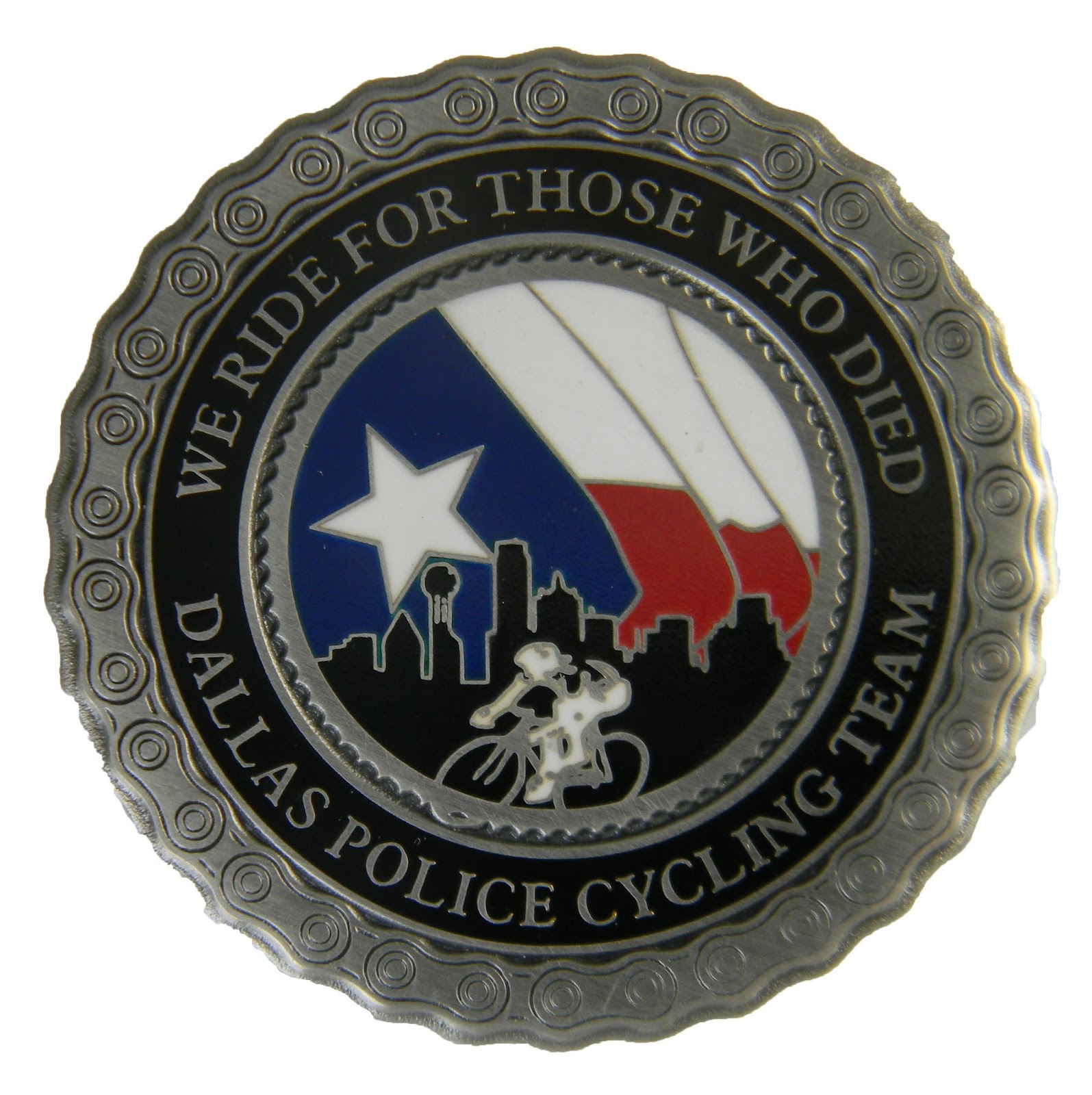Point Emblems: Dallas PD Cycle BLue Line Coins