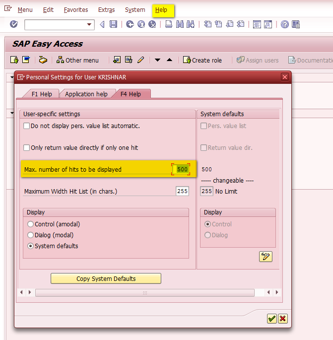 SAPist - My SAP experiments: Personal Settings - Max number of hits ...