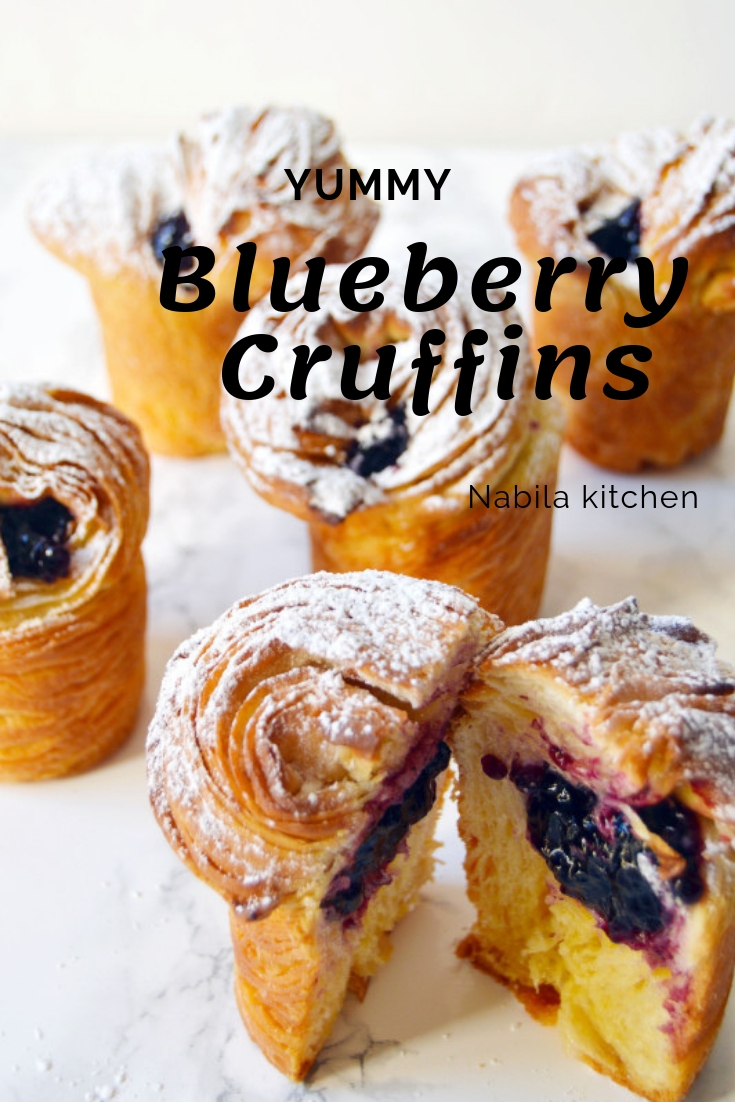 Yummy Blueberry Cruffins - Nabila Kitchen
