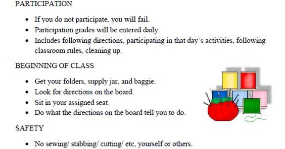 FACS Classroom Ideas: Sewing Rules, Supplies & Starter Bags