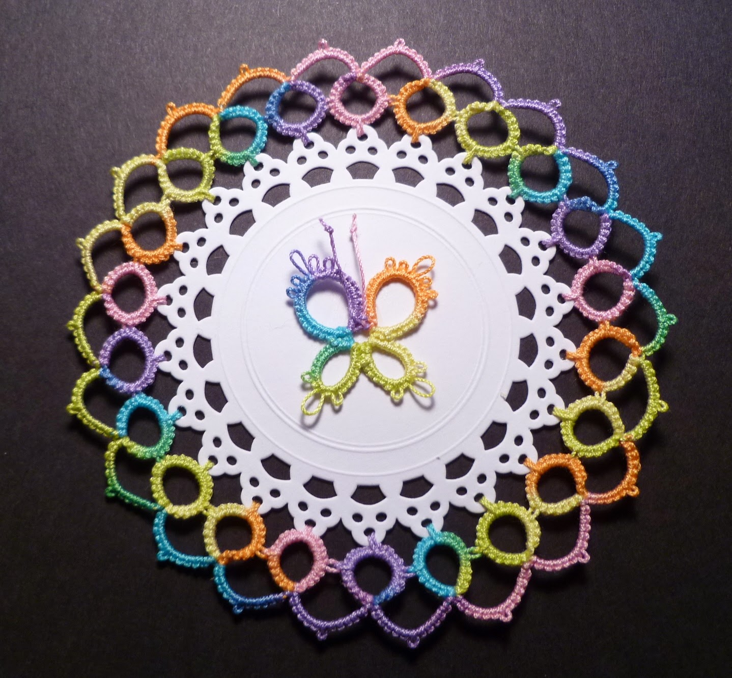 Shopping my Stash: Off the Shuttle: Paper Disk with Tatted Embellishments