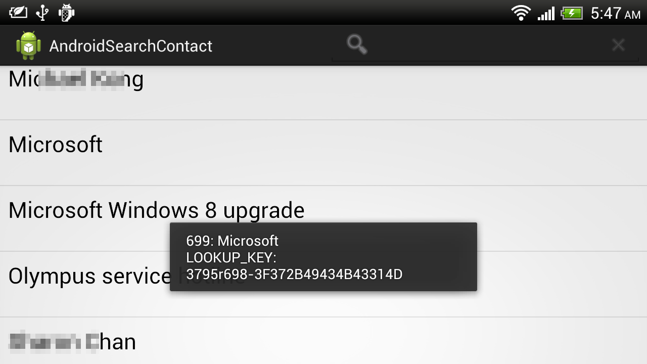 Android Er Query Contacts Database Using Loader With Search Function